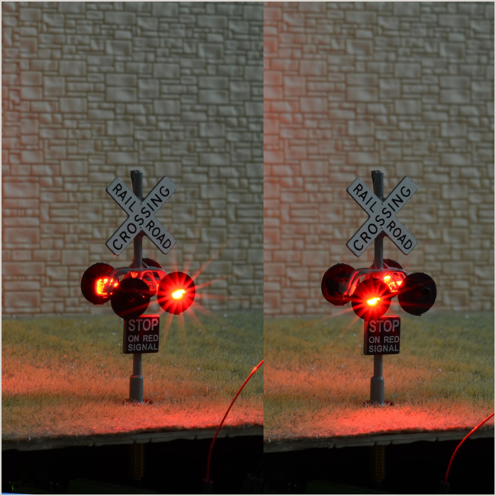 2 x HO scale railroad LEDs grade crossing signals + 1 circuit board fl