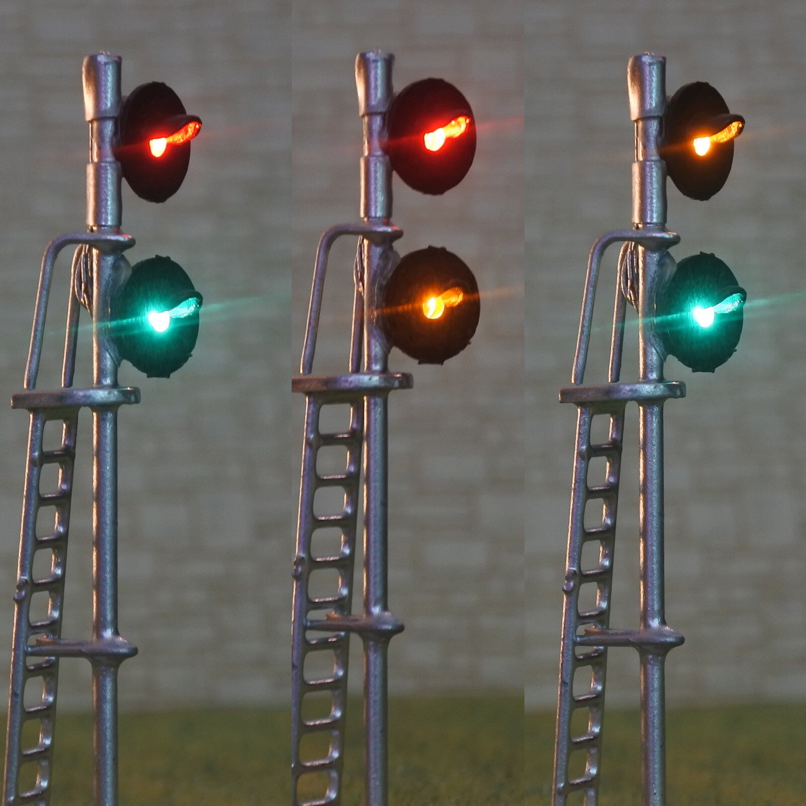 1 x HO scale searchlight interlocking signal block LED tricolor 2 head