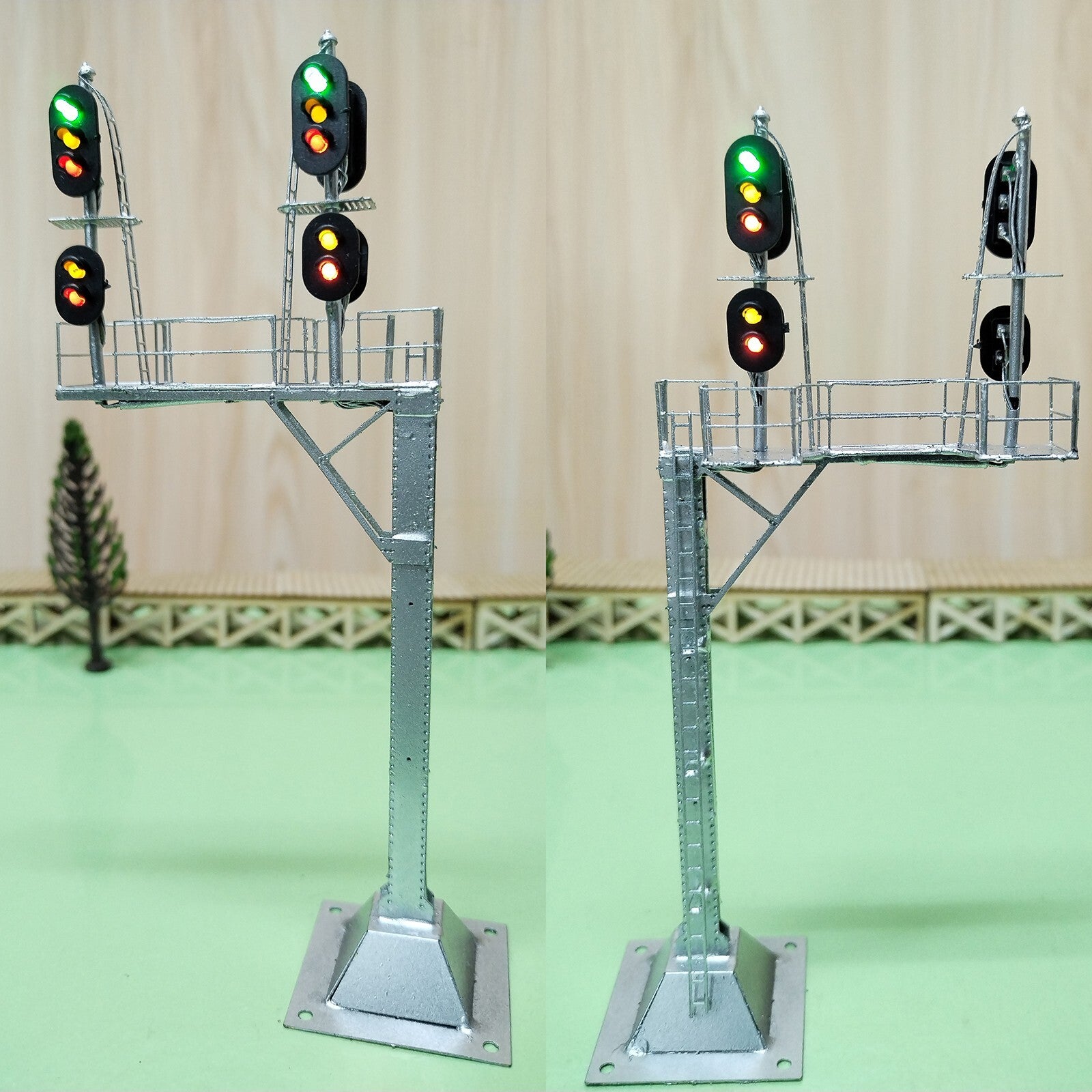1 x HO scale cantilever block signal tower metal 6 heads 2 directions