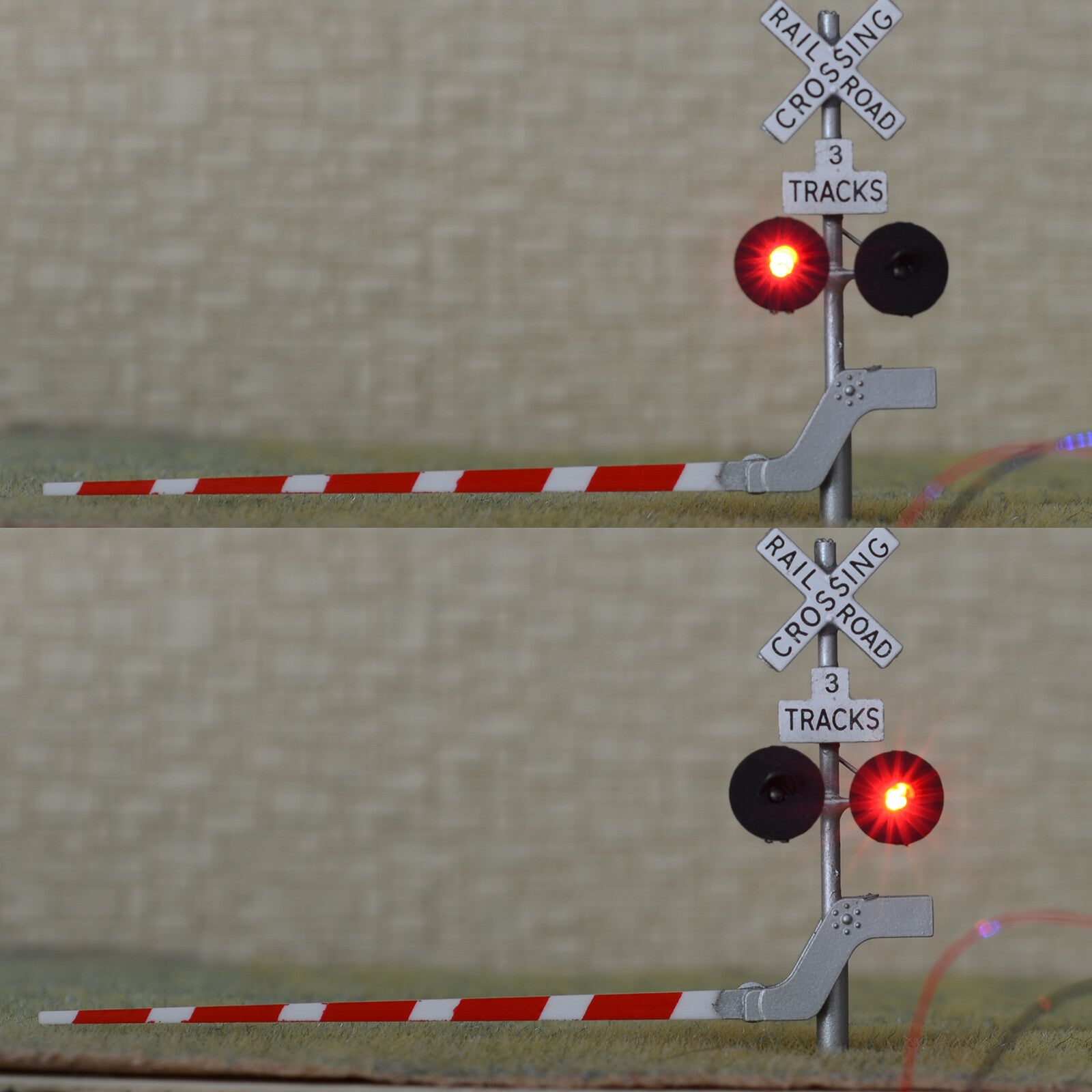 2 x HO scale railroad grade crossing signal arm gate stop lever 3 trac