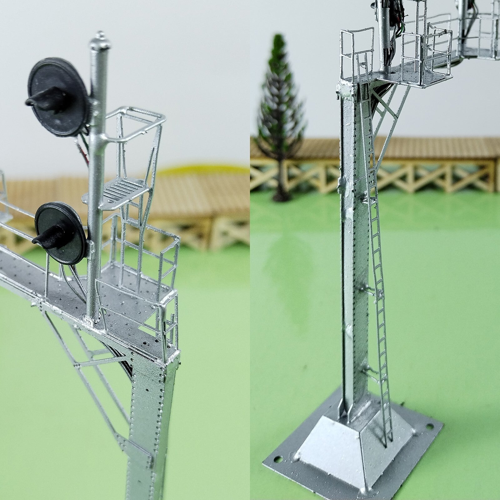 1 x HO scale searchlight cantilever signal tower metal 3-colors 2 trac