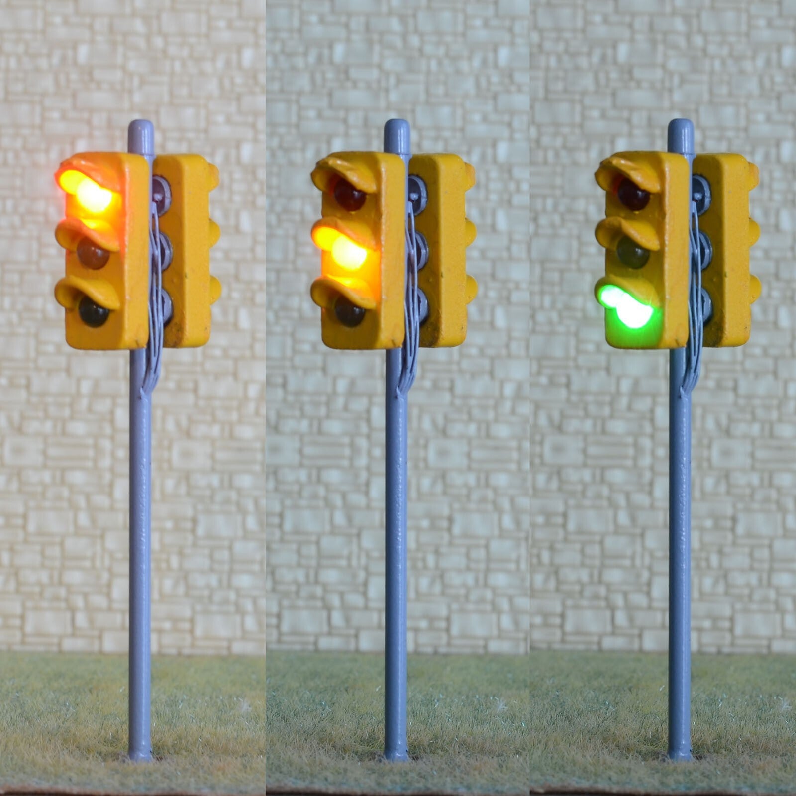 2 x traffic signal light O scale model railroad crossing walk led lamp