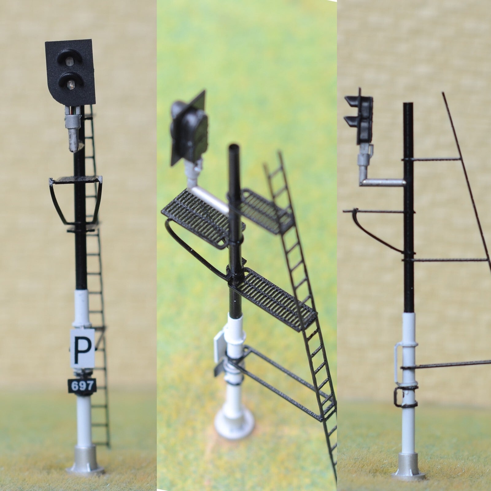 1 x HO scale model railroad European block signal light 2 aspects meta