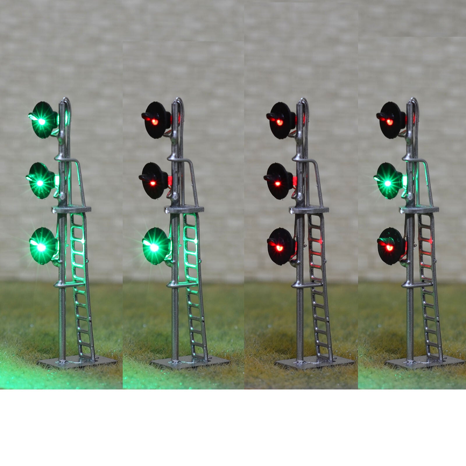 1 x HO scale searchlight interlocking signal block LED bi-colors 3 hea