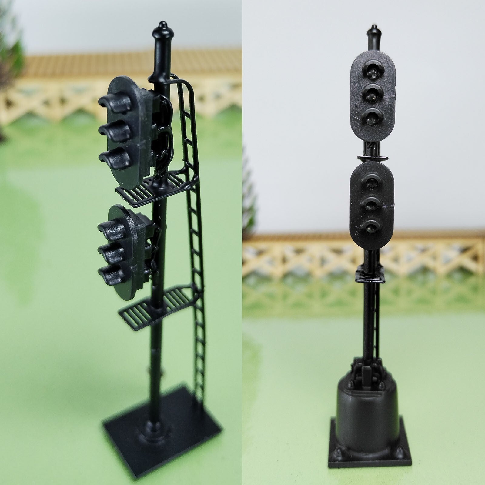 1 x HO scale model railroad 2 heads 3 + 3 aspects block signal LED mad