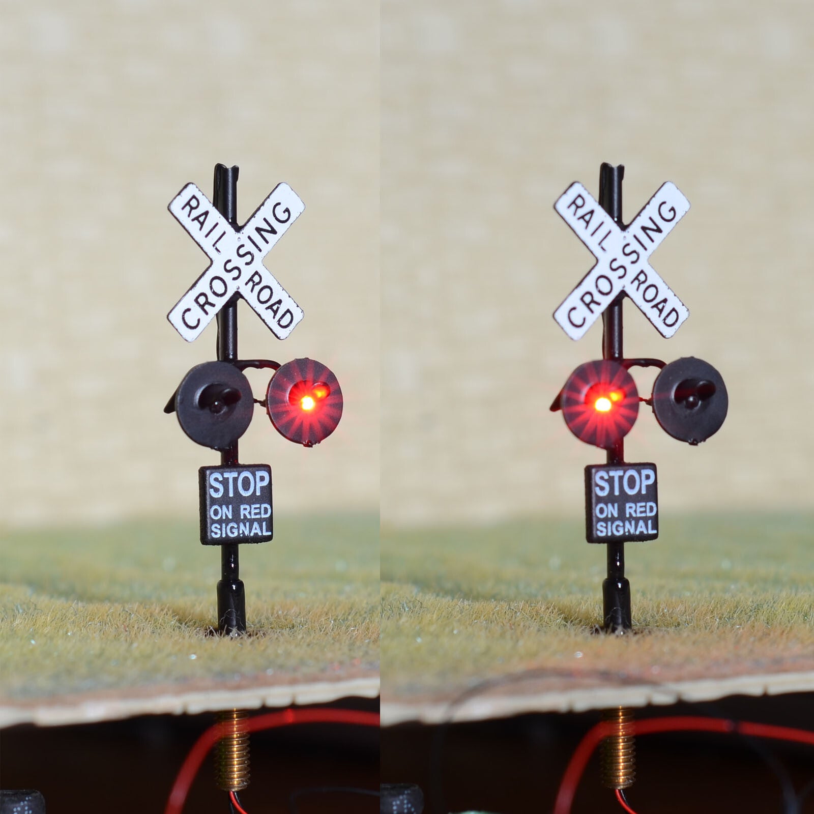 1 x HO scale railroad grade crossing signals common+ LEDs made single