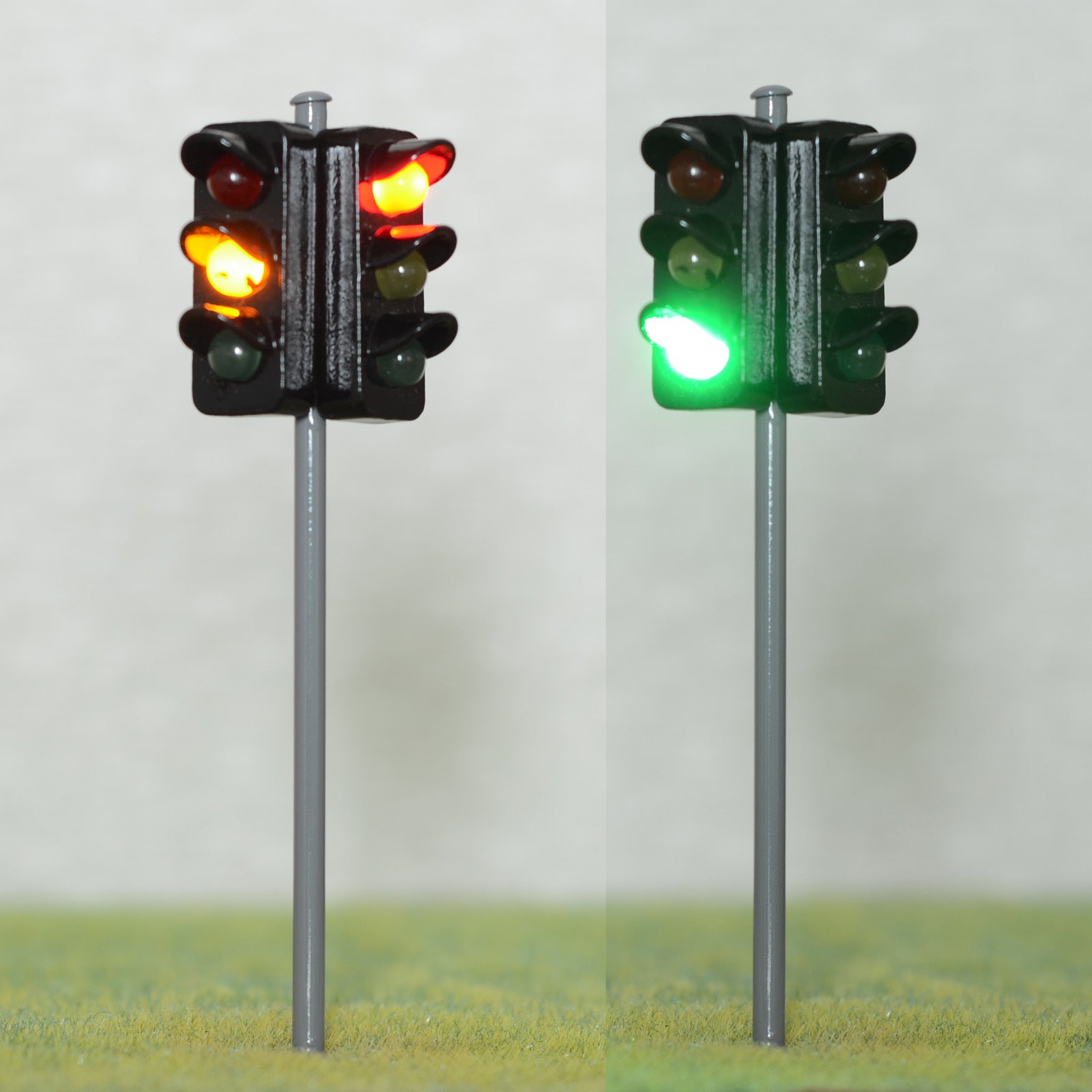 2 x traffic signal light O scale model railroad crossing walk led lamp