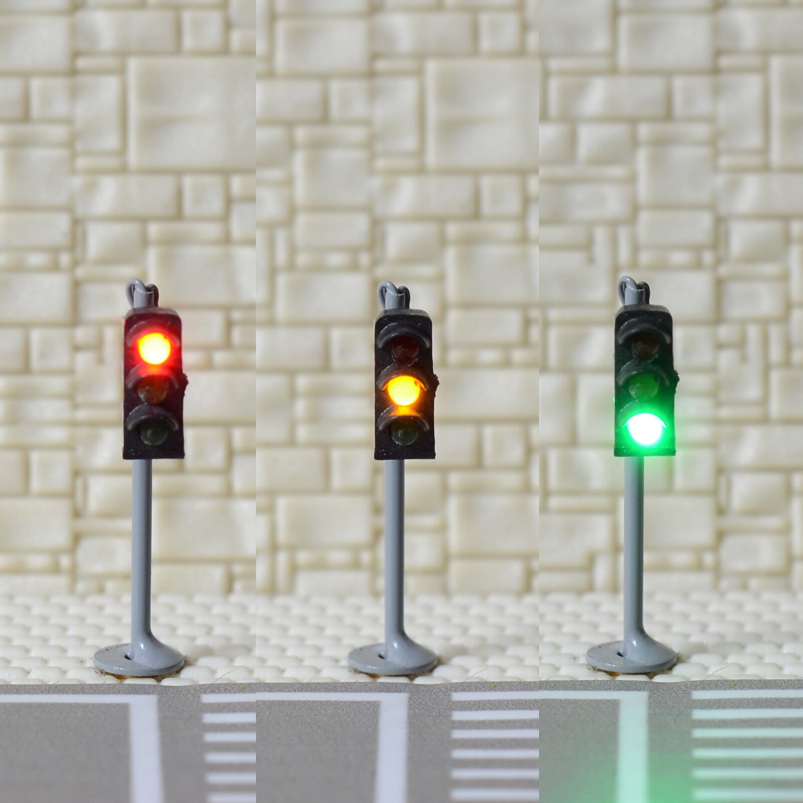 2 x traffic signal light N scale model railroad crossing walk pedestri