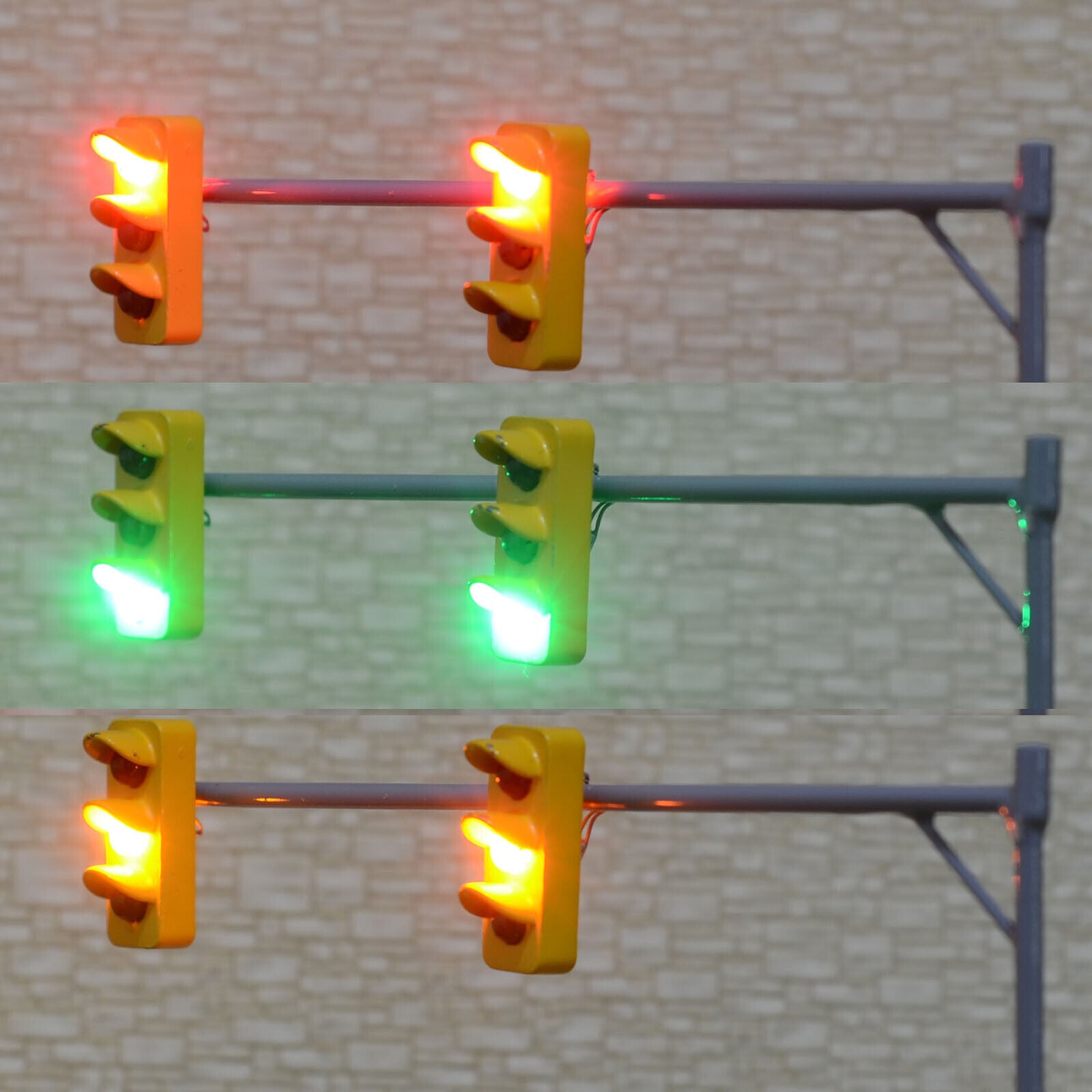 2 x traffic lights O scale crossing walk model LED pedestrian street s