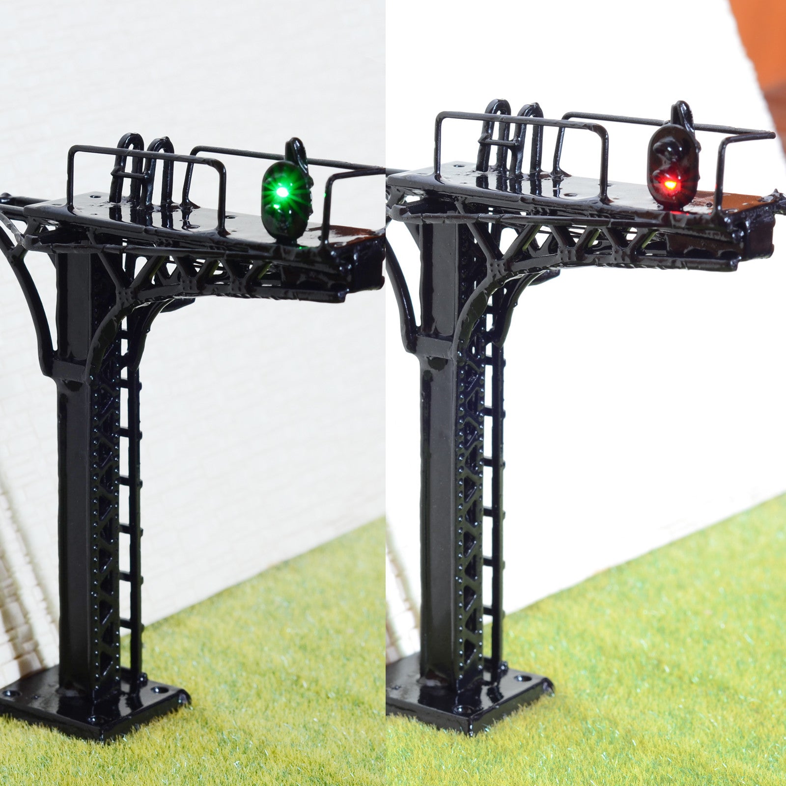 1 x HO / OO black Cantilever Signal Bridge LEDs 2 aspects single Track