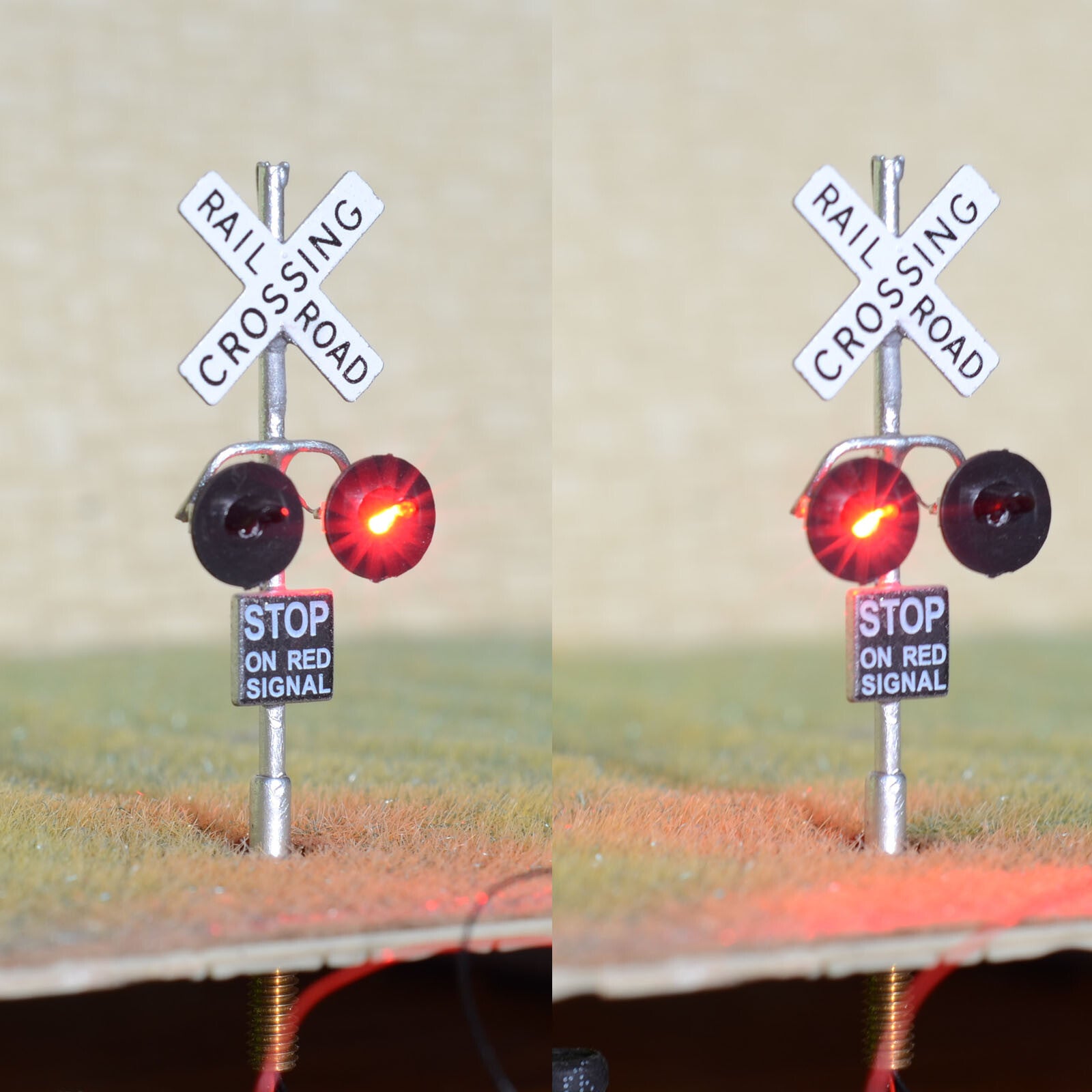 1 x HO scale railroad grade crossing signals common+ LED made 4 target
