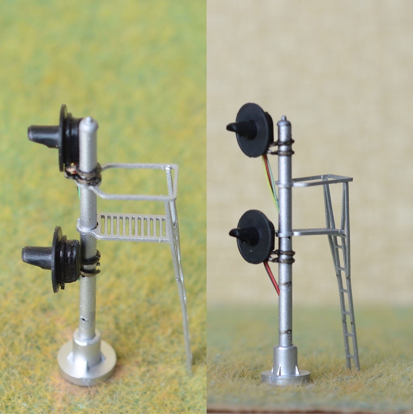 1 x HO scale model railroad LED searchlight signal 3-colors 2 heads me