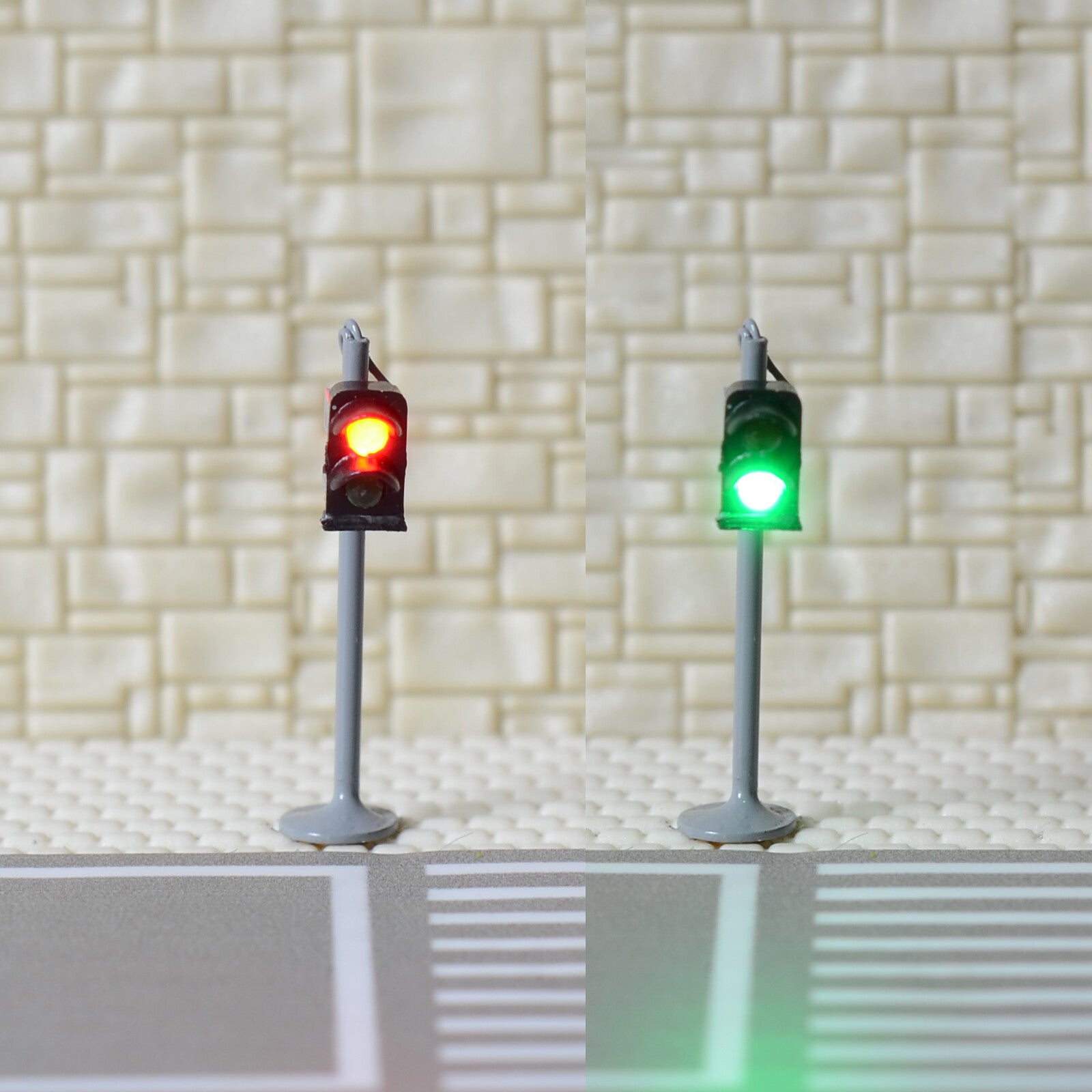 2 x traffic signal light N scale model railroad crossing walk pedestri
