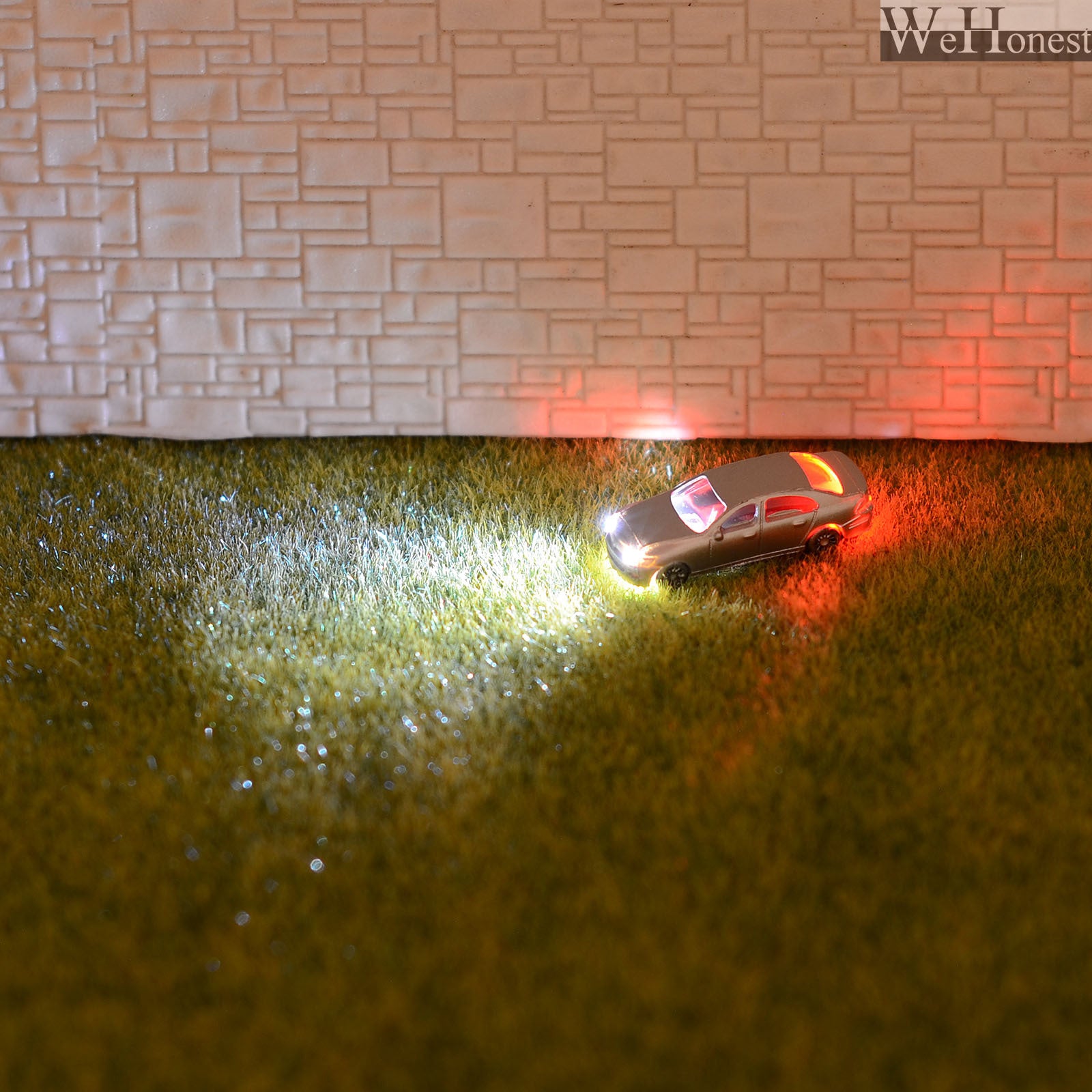10 x Z Scale Model Train Scenery Lighted Cars with Head Lights and Tai