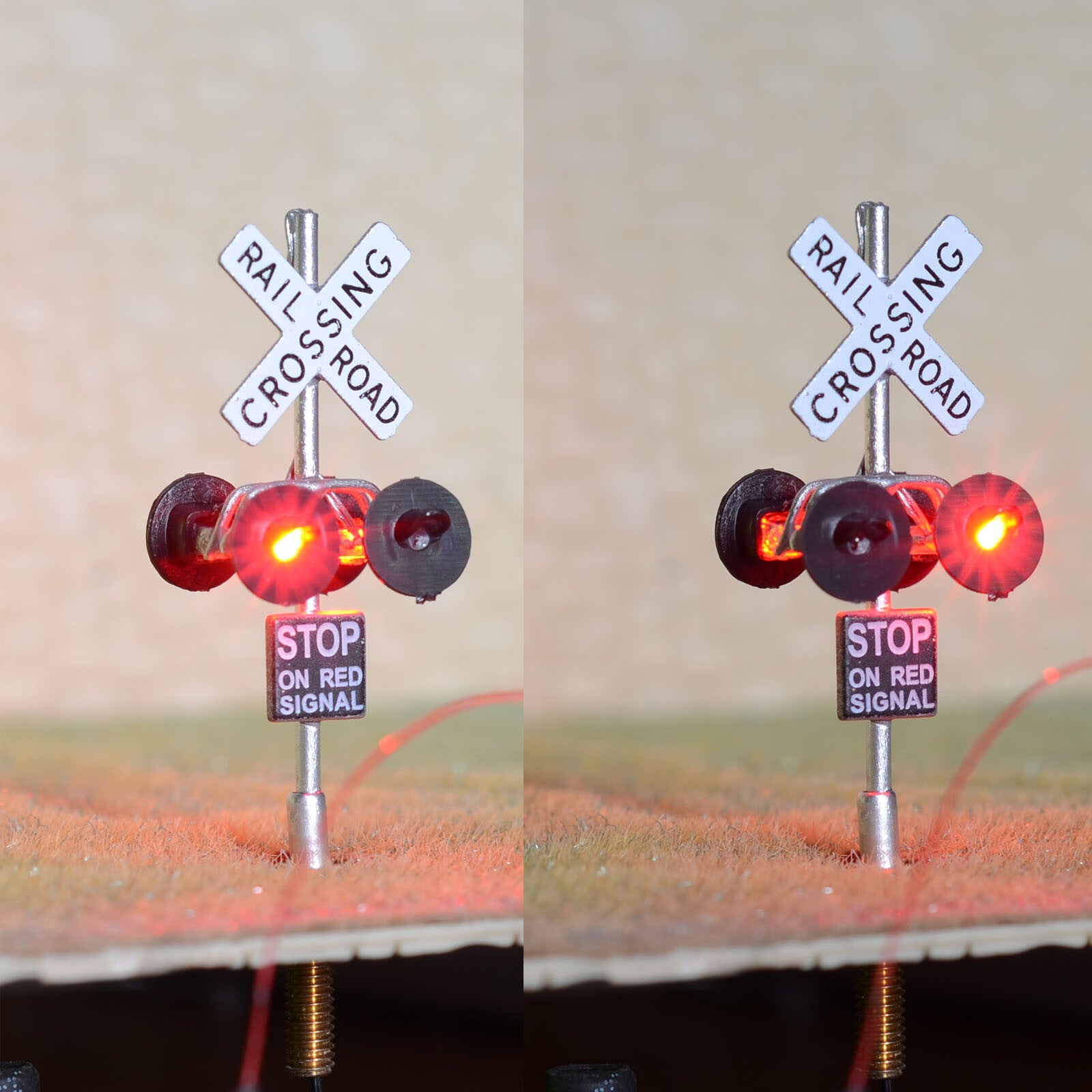 1 x HO scale railroad grade crossing signals common+ LED made 4 target