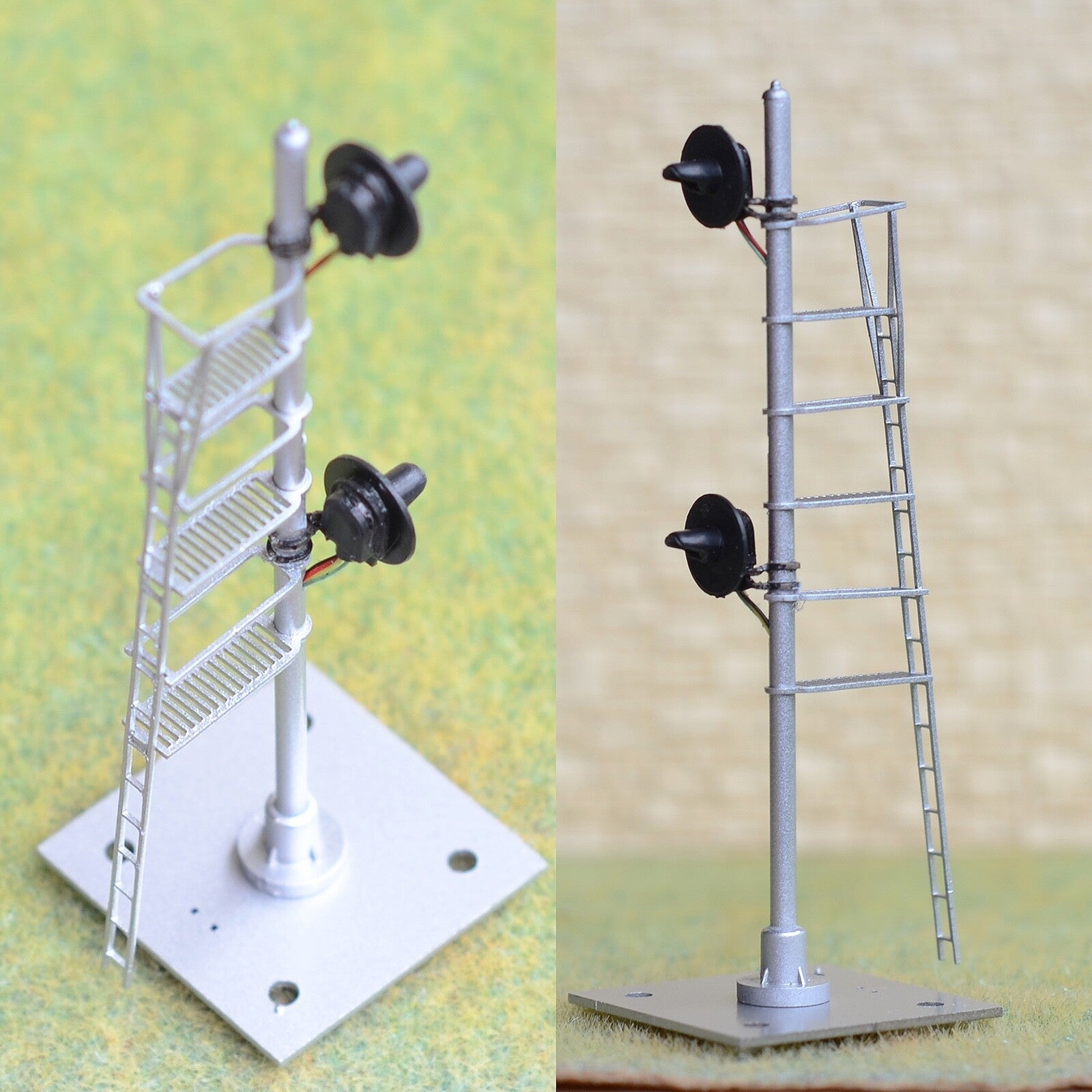1 x HO scale model railroad 3-colors searchlight signal metal block 2
