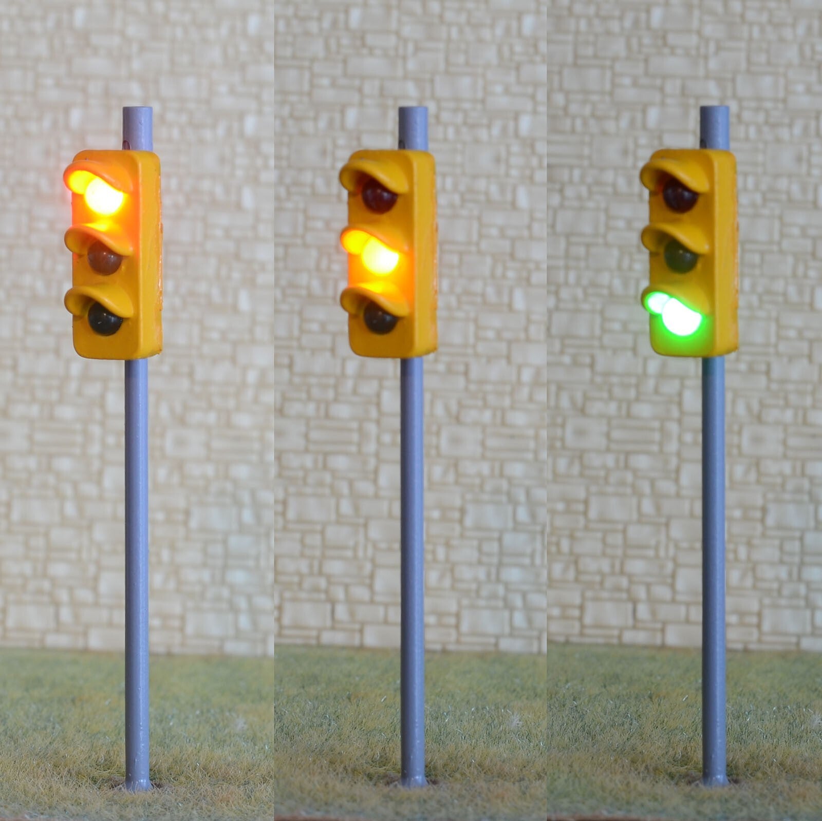 2 x traffic signal light O scale model railroad crossing walk led lamp