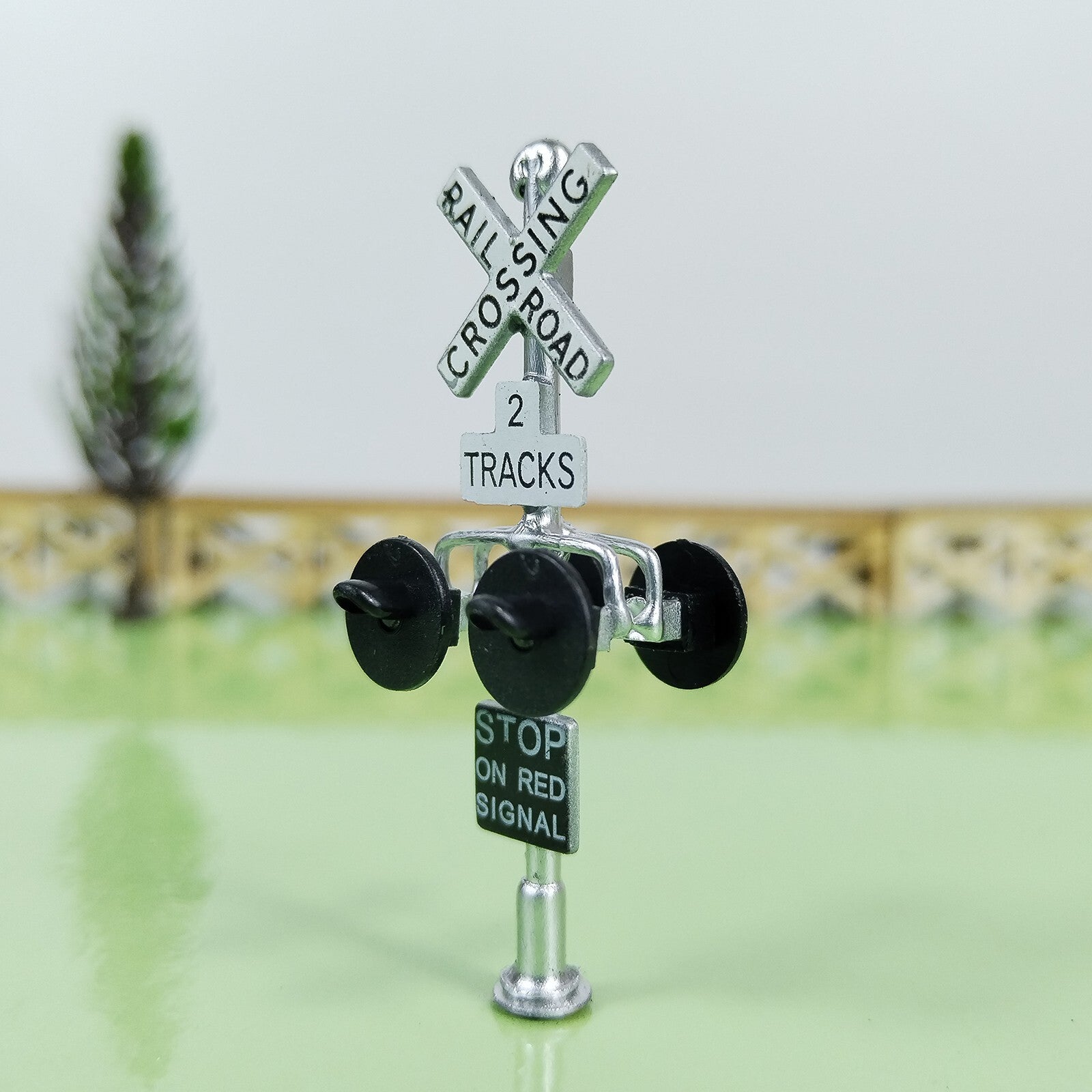 1 x HO scale railroad grade crossing signals LED made with bell sign