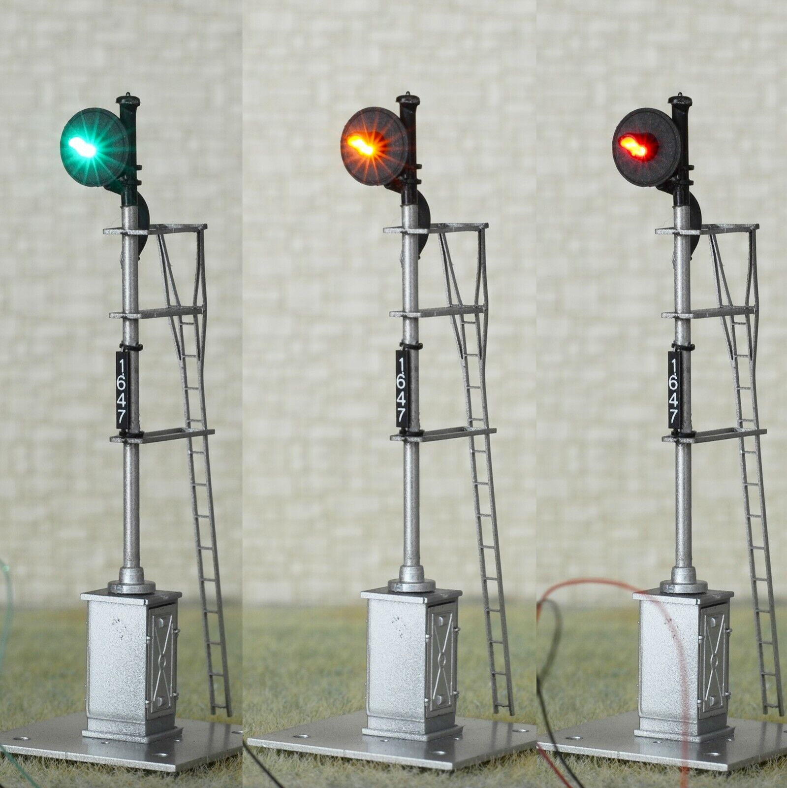 1 x HO scale model railroad tri-colors searchlight signal fine metal c